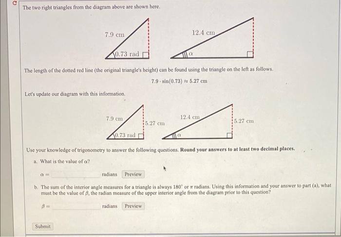 Solved c The two right triangles from the diagram above are | Chegg.com