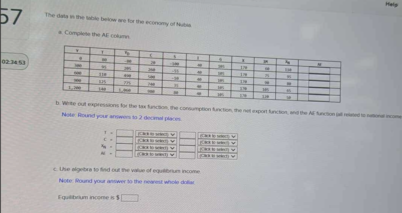 Solved The data in the table below are for the economy of | Chegg.com