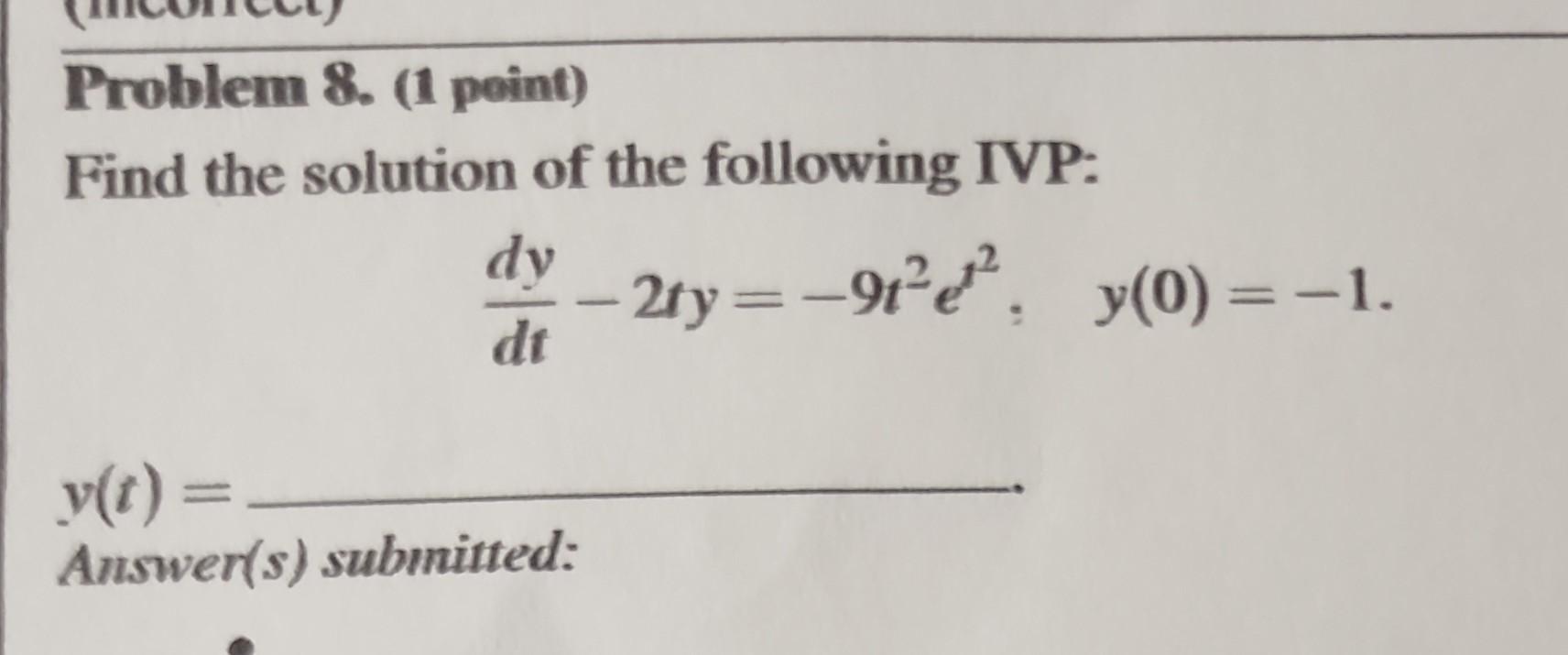 Solved Find the solution of the following IVP: | Chegg.com