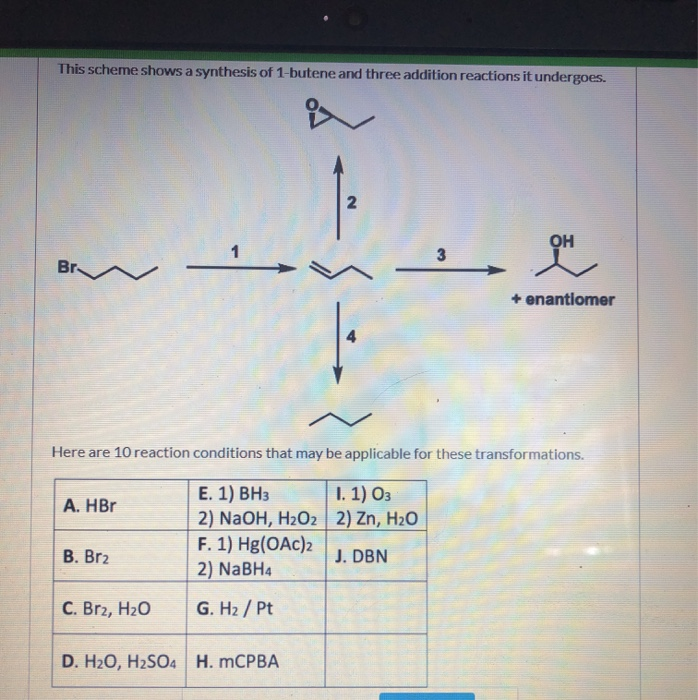 Solved This scheme shows a synthesis of 1-butene and three | Chegg.com