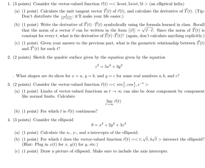 Solved 1. (3 points) Consider the vector-valued function | Chegg.com