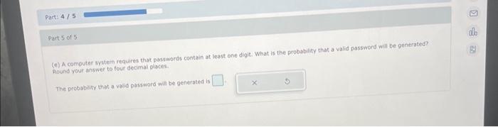 Solved (e) A computer systern requires that passwords | Chegg.com