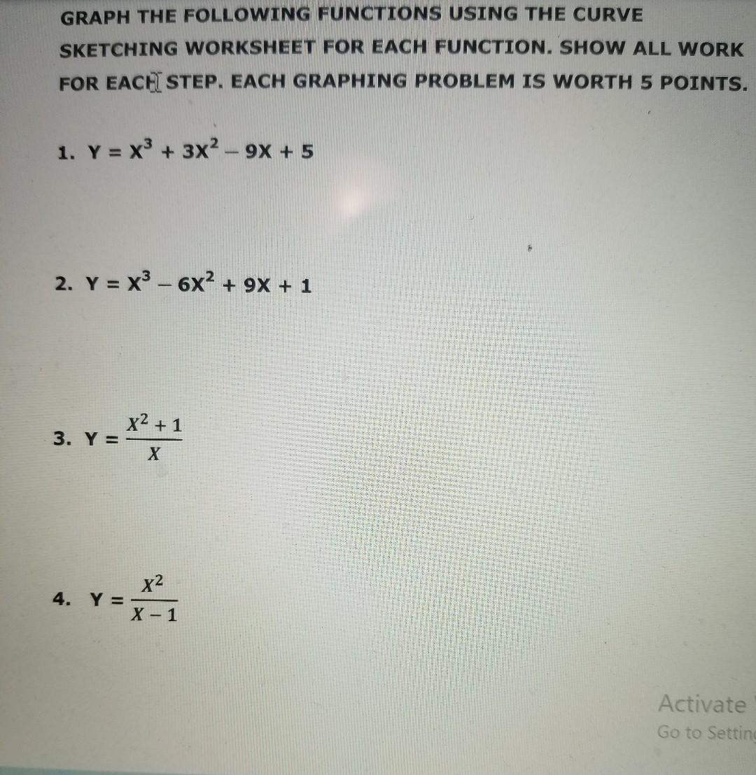 Solved GRAPH THE FOLLOWING FUNCTIONS USING THE CURVE | Chegg.com