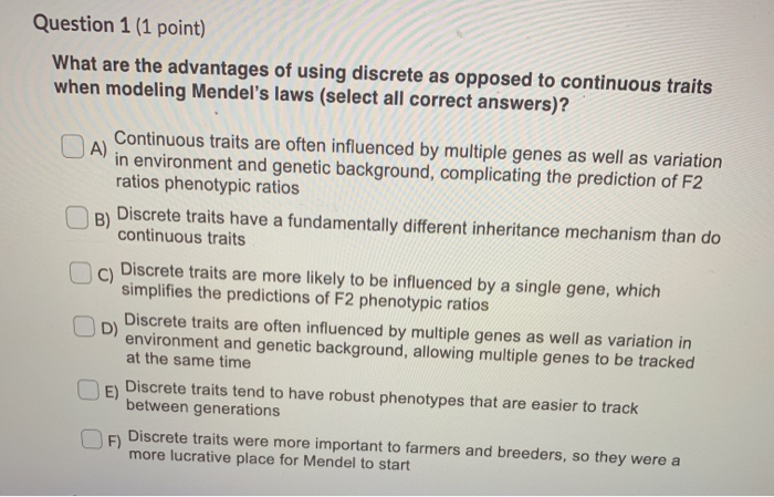 Solved Question 1 (1 point) What are the advantages of using | Chegg.com