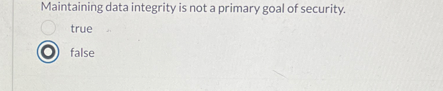 Solved Maintaining data integrity is not a primary goal of | Chegg.com