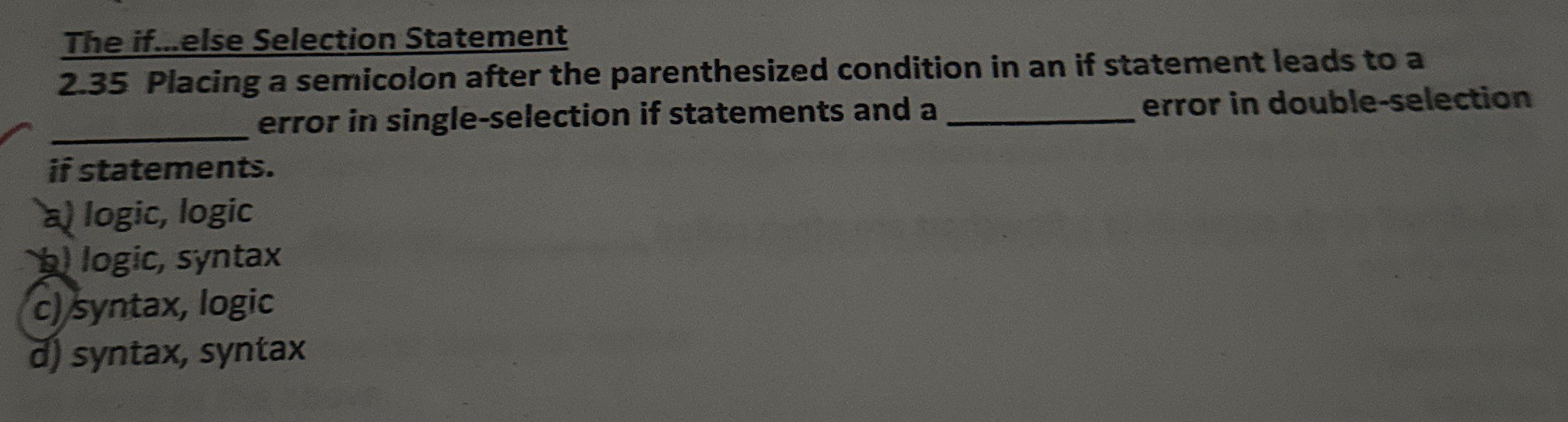 Solved The if...else Selection Statement2.35 ﻿Placing a | Chegg.com