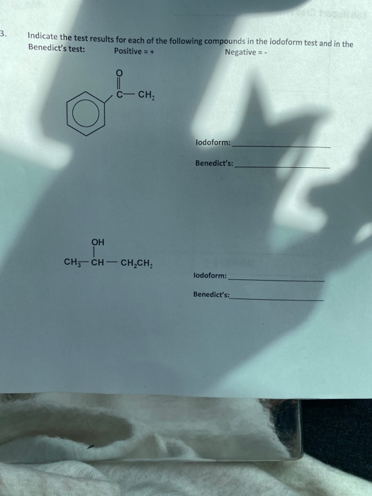 Solved indicate the test results for each of the following | Chegg.com