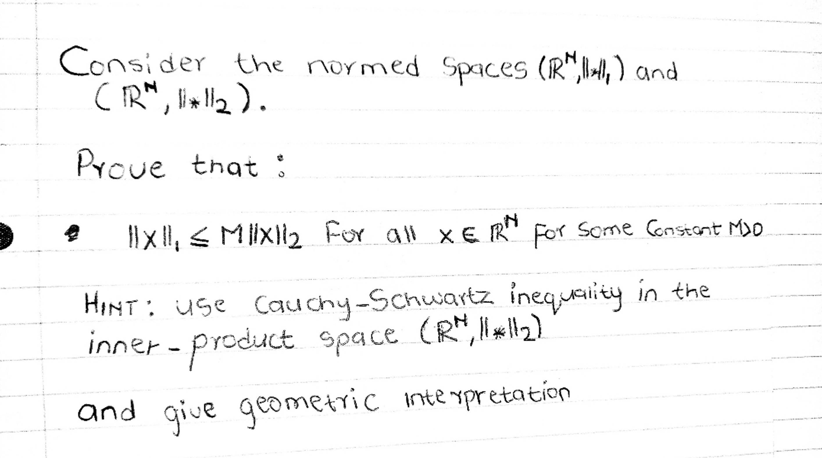 Solved Consider the normed Spaces (RN,||**||1) | Chegg.com
