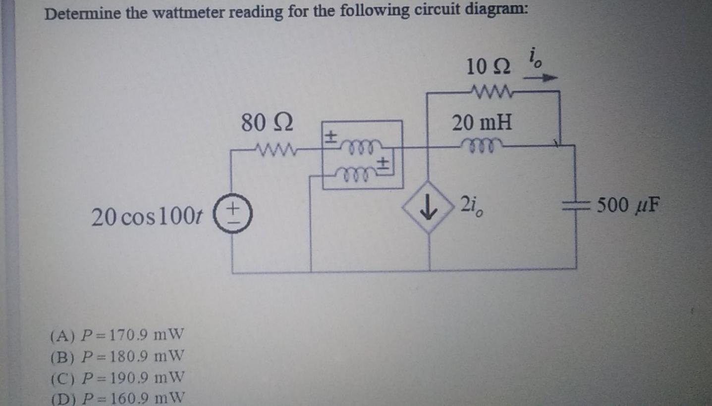 Solved Determine the wattmeter reading for the following | Chegg.com