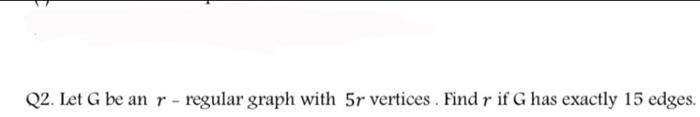 Solved Q2. Let G be an r - regular graph with 5r vertices. | Chegg.com