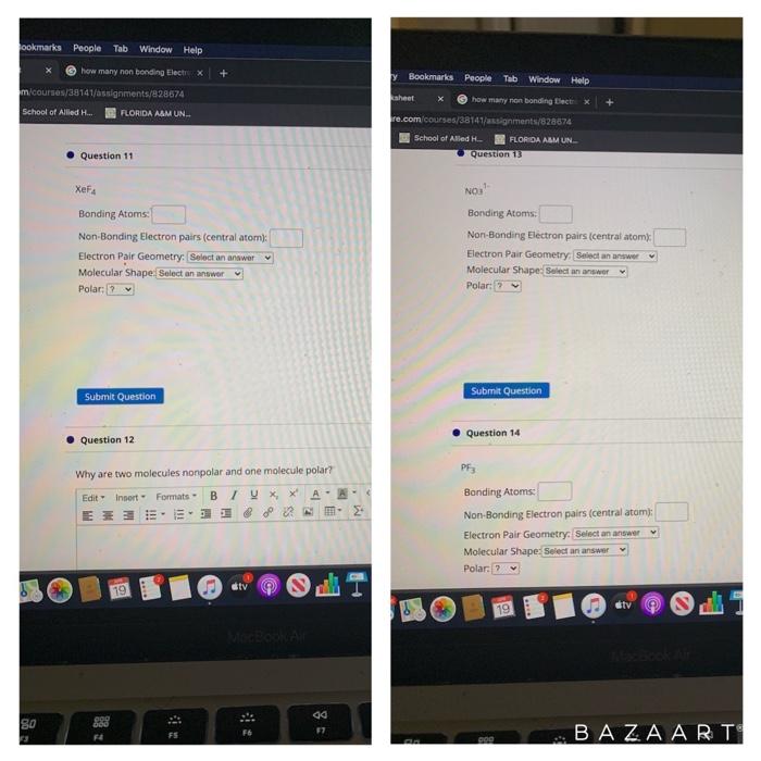 Solved ookmarks People Tab Window Help how many non bonding | Chegg.com