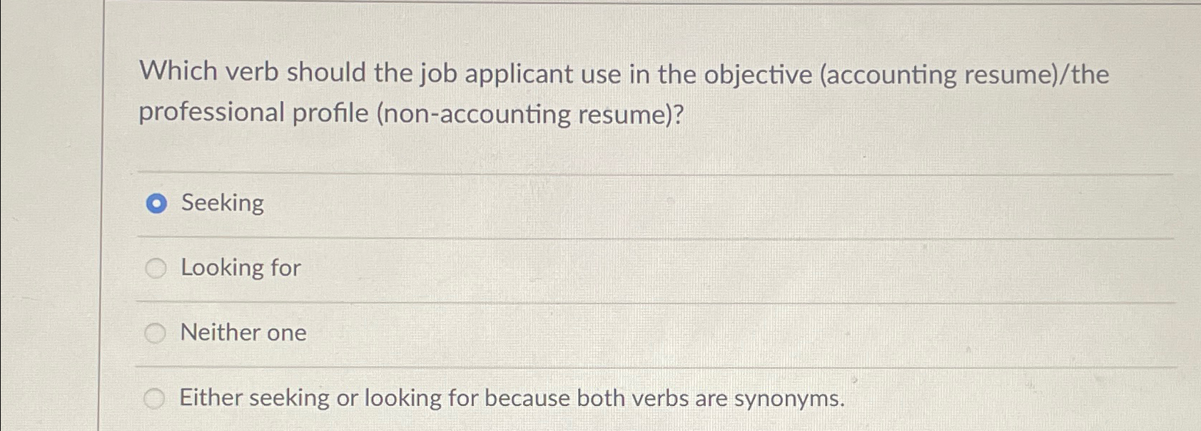 Solved Which verb should the job applicant use in the | Chegg.com