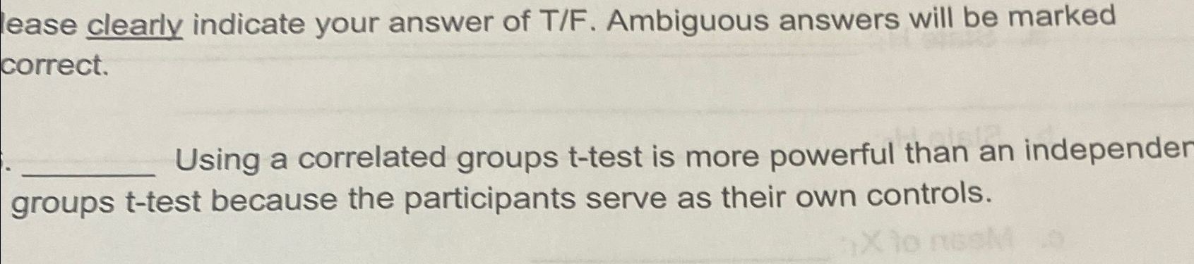 Solved lease clearly indicate your answer of T/F. ﻿Ambiguous | Chegg.com
