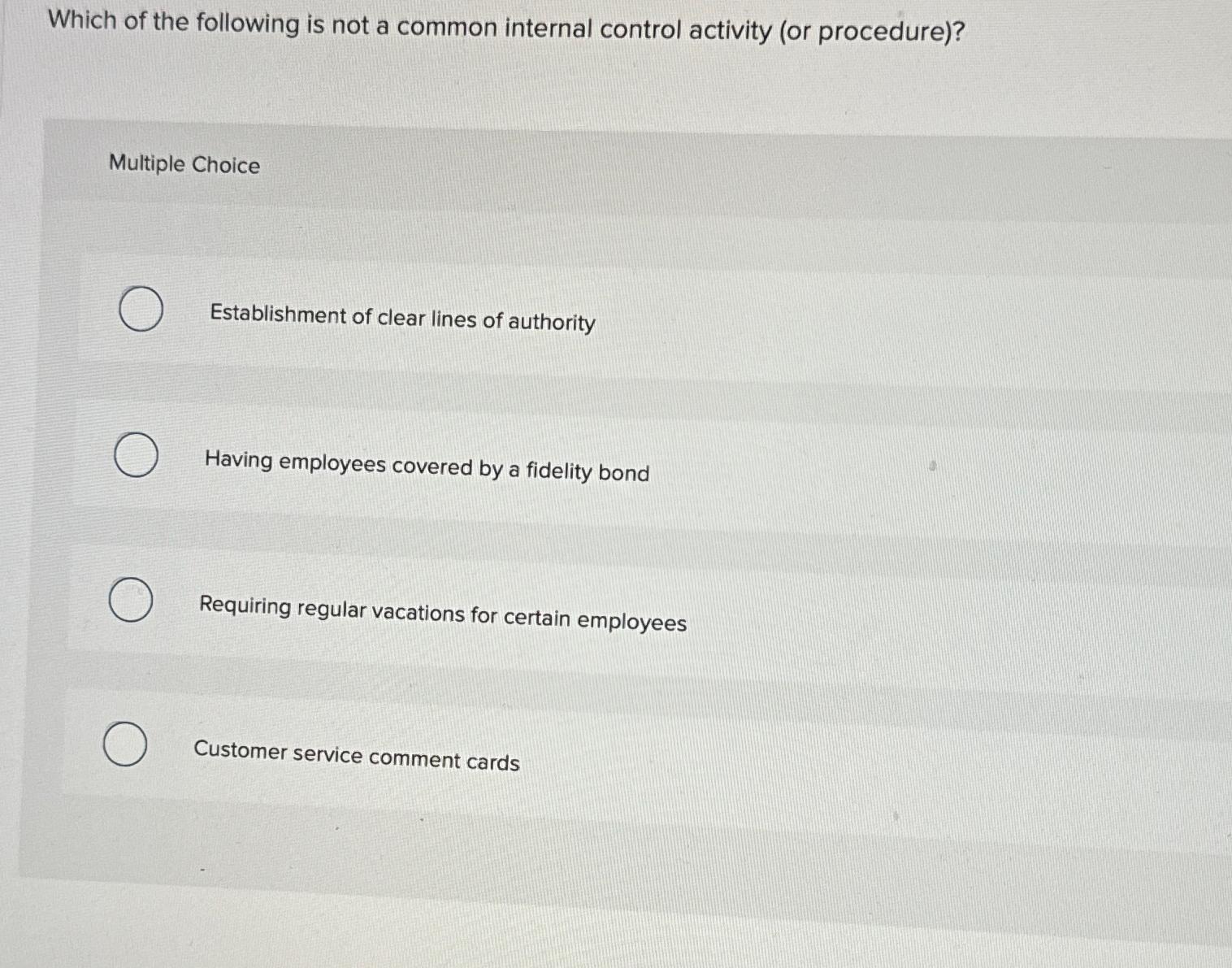 Solved Which of the following is not a common internal | Chegg.com