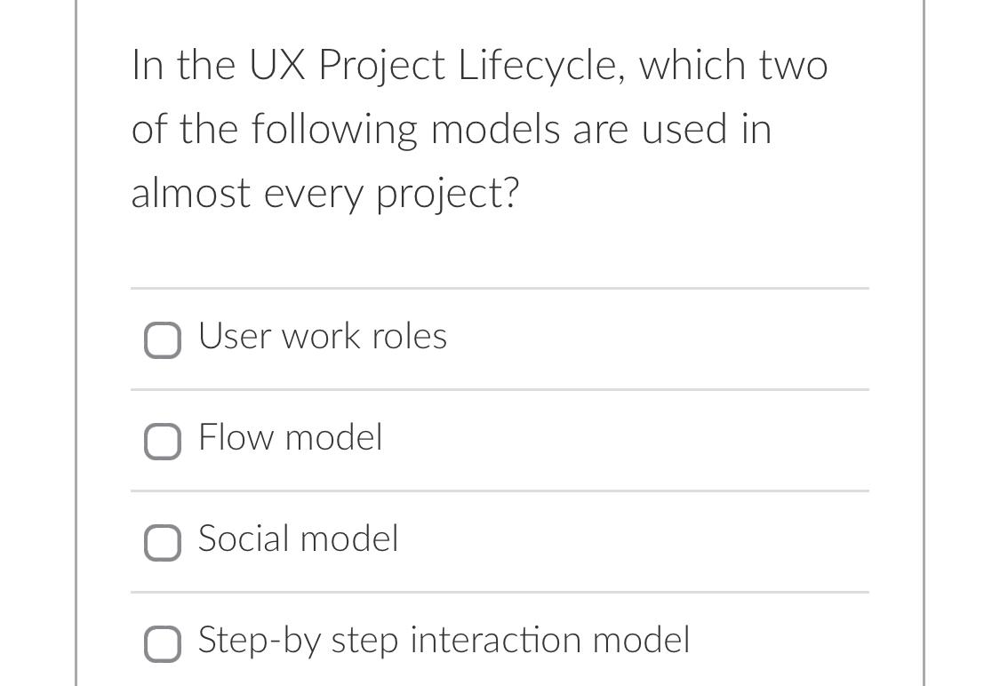 Solved In the UX Project Lifecycle, which two of the | Chegg.com