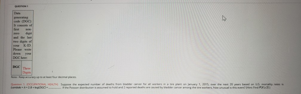 Solved QUESTION 1 Data generating code (DGC): It consists of | Chegg.com