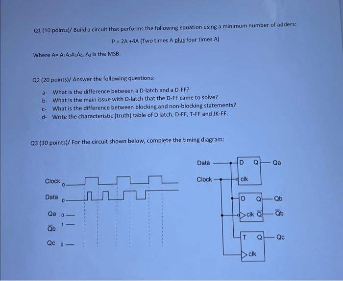 Solved Q1 (10 points) Build a circuit that performs the | Chegg.com