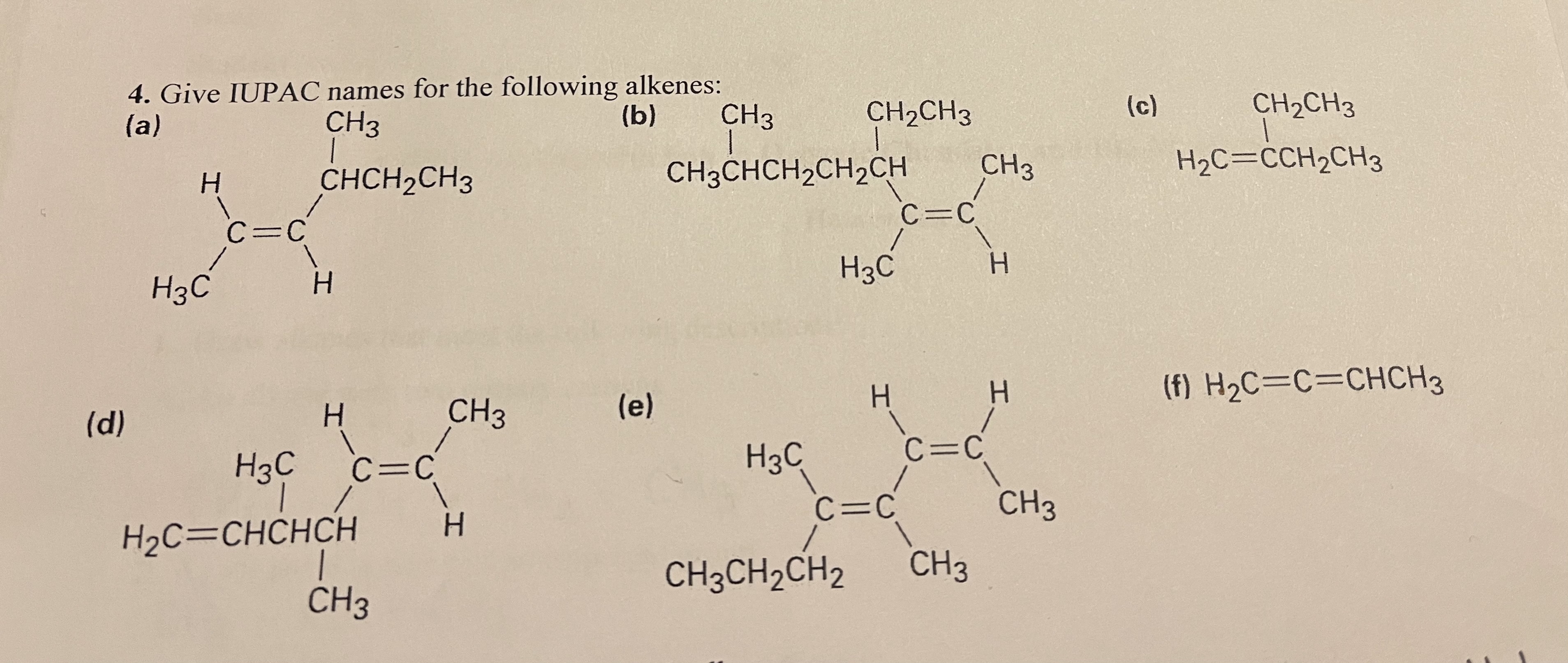 Solved Give IUPAC names for the following | Chegg.com