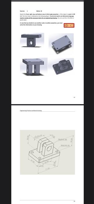 Solved Sketch the front, right, top, and bottom view in | Chegg.com