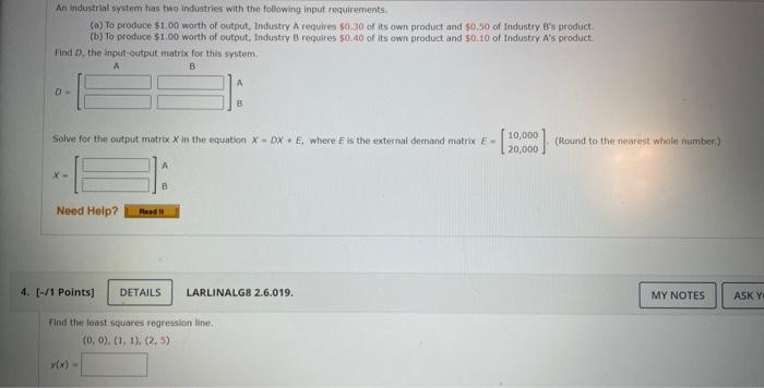 Solved An industral systom has two industries with the | Chegg.com