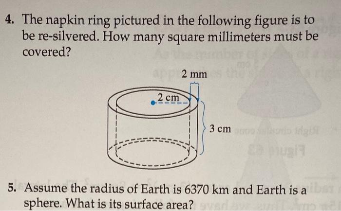 Solved 4. The napkin ring pictured in the following figure | Chegg.com
