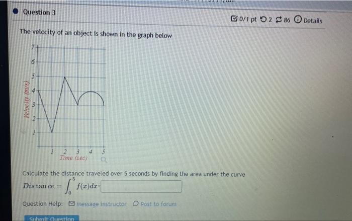 Solved The velocity of an object is shown in the graph below | Chegg.com