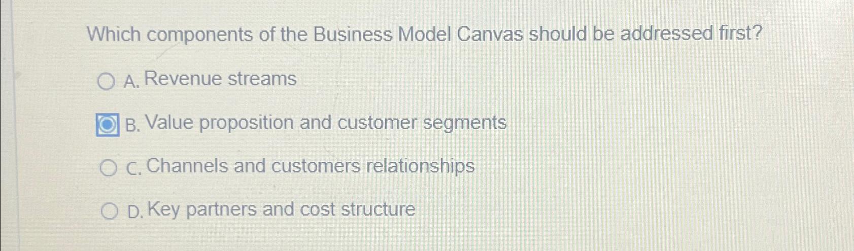 Solved Which components of the Business Model Canvas should | Chegg.com