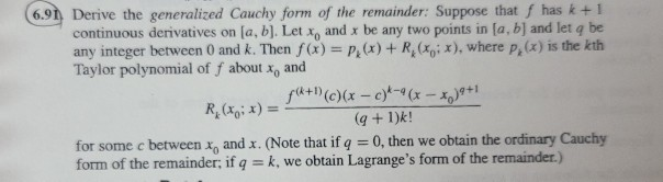6.91 Derive the generalized Cauchy form of the | Chegg.com