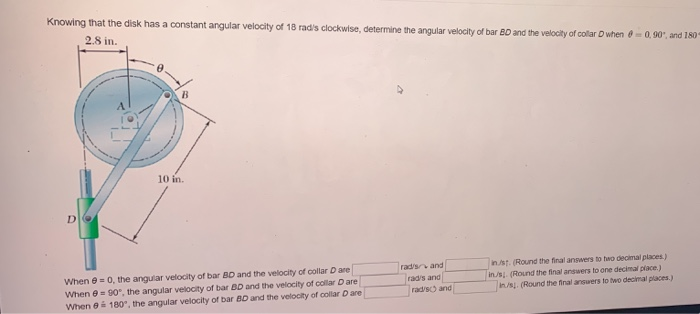Solved Knowing that the disk has a constant angular velocity | Chegg.com