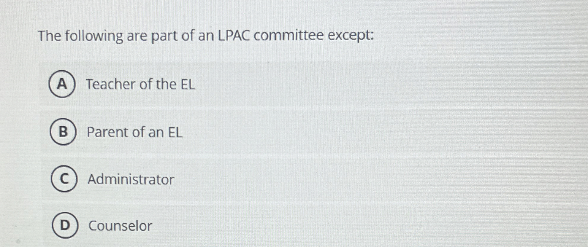 The following are part of an LPAC committee | Chegg.com