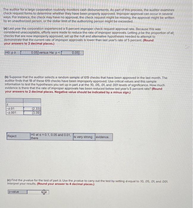 Solved The auditor for a large corporation routinely | Chegg.com
