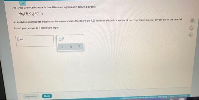Solved This is the chemical formula for talc (the main | Chegg.com