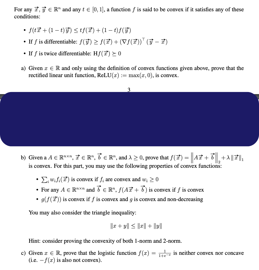 Solved For any vec(x),vec(y)inRn ﻿and any tin[0,1], ﻿a | Chegg.com