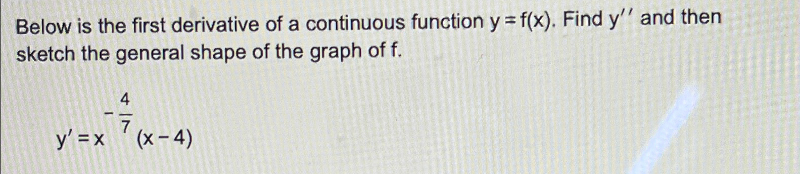 Solved Below is the first derivative of a continuous | Chegg.com