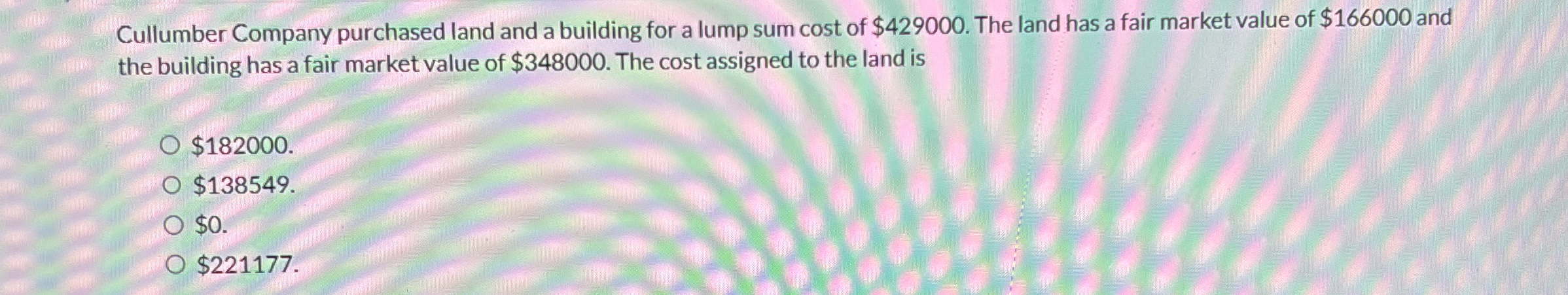 Solved Cullumber Company purchased land and a building for a | Chegg.com