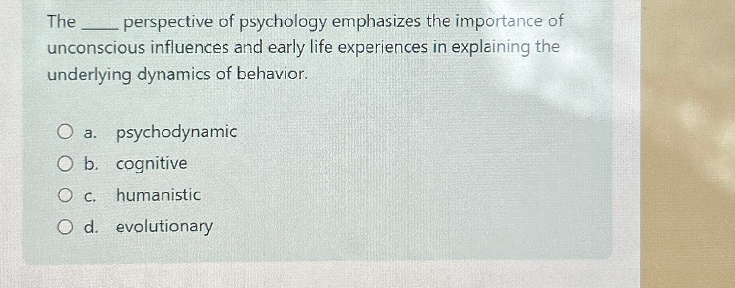 Solved The q, ﻿perspective of psychology emphasizes the | Chegg.com