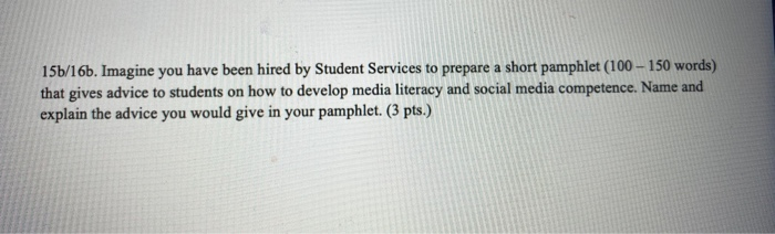 Solved 15b/16b. Imagine you have been hired by Student | Chegg.com