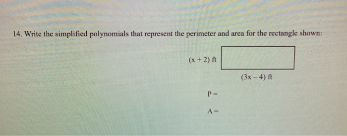 Solved 14. Write the simplified polynomials that represent | Chegg.com