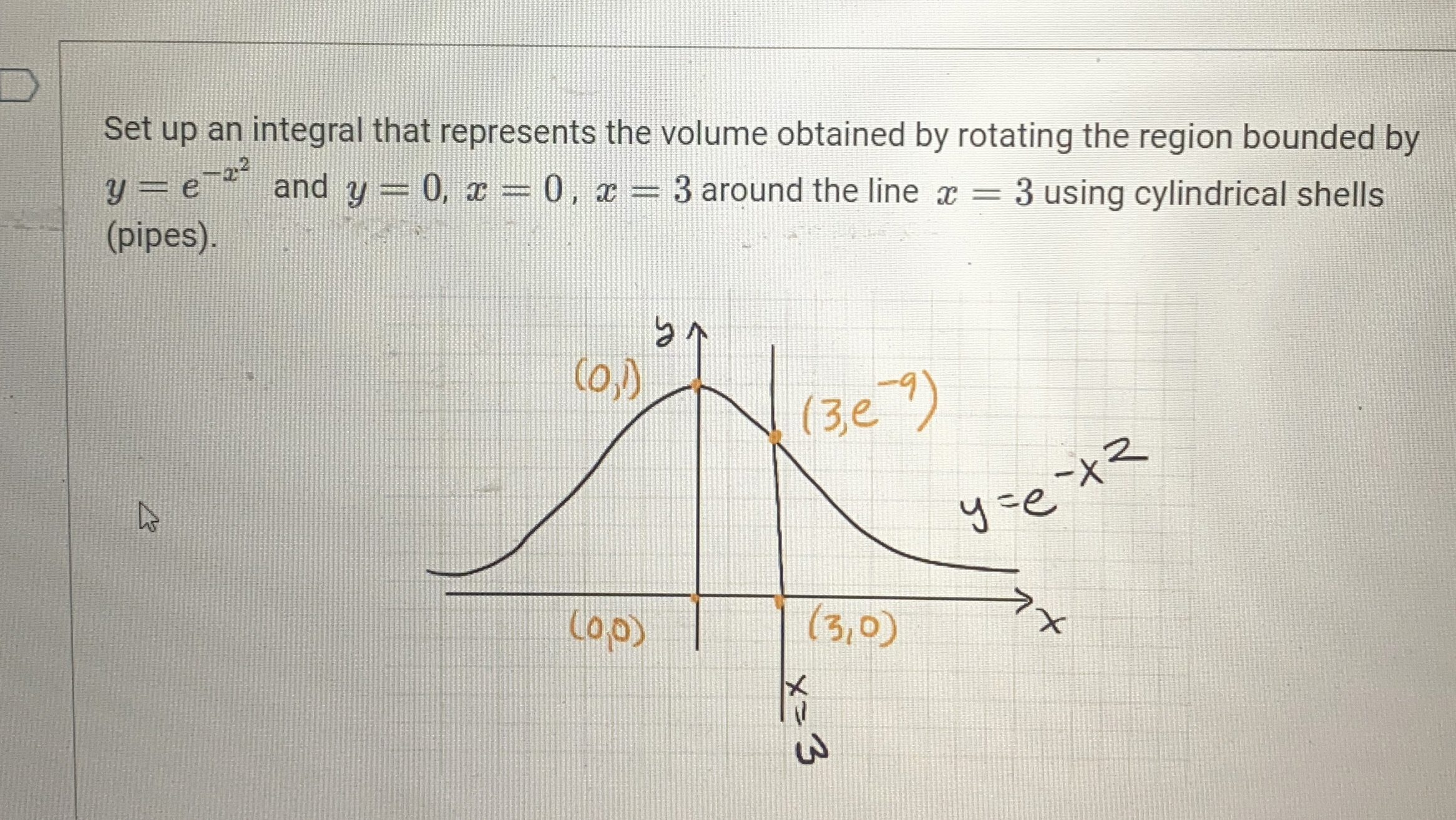 Set up an integral that represents the volume | Chegg.com