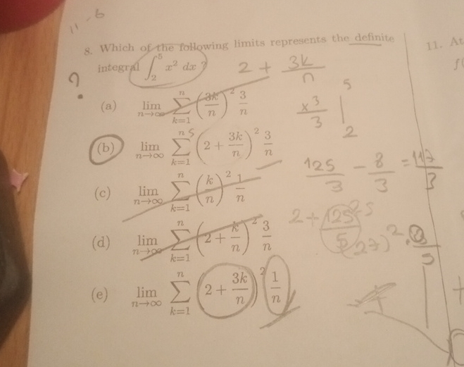 Solved Which of the following limits represents the definite | Chegg.com