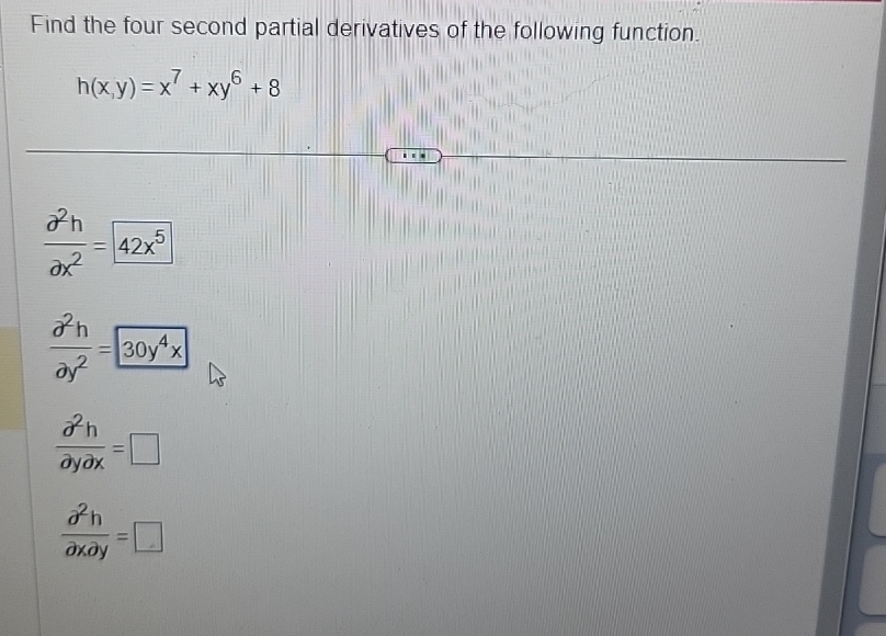 Solved Find the four second partial derivatives of the | Chegg.com