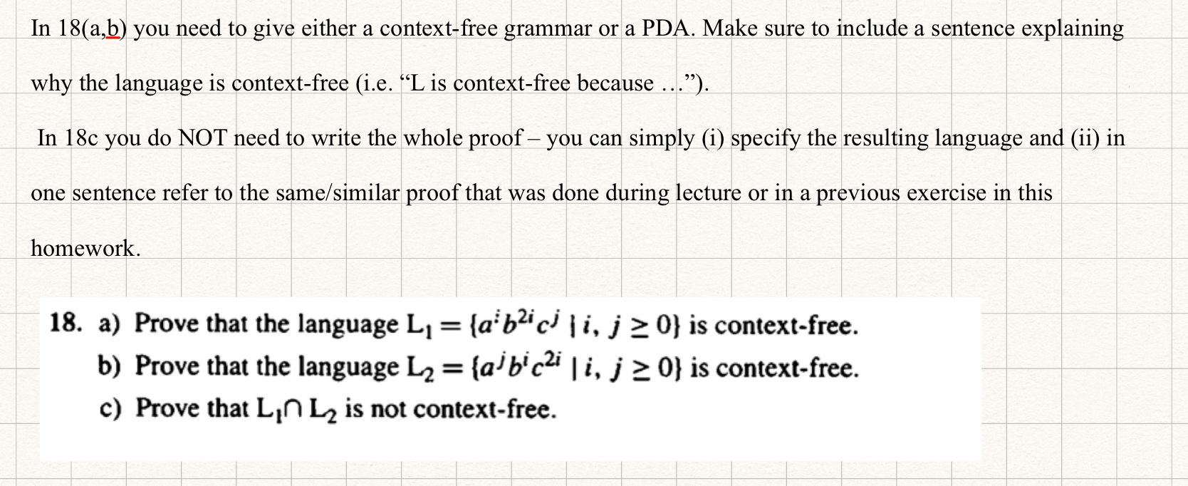 Solved In 18(a,b) ﻿you need to give either a context-free | Chegg.com