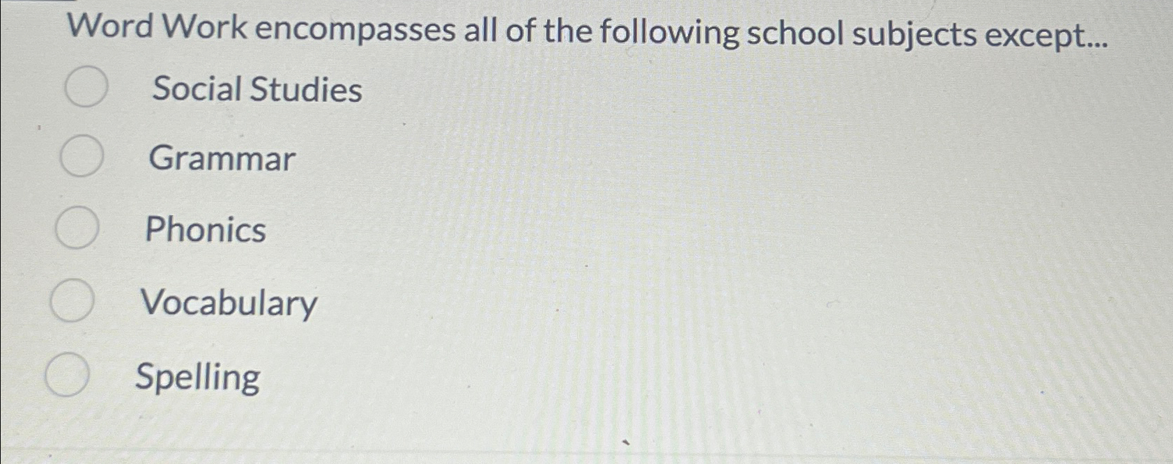 Solved Word Work encompasses all of the following school | Chegg.com