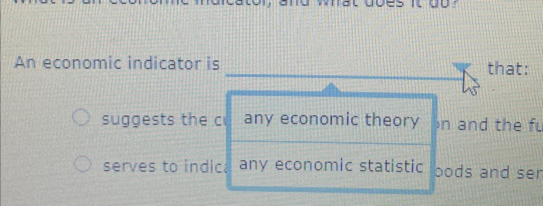 Solved An economic indicator issuggests the c ﻿any economic | Chegg.com