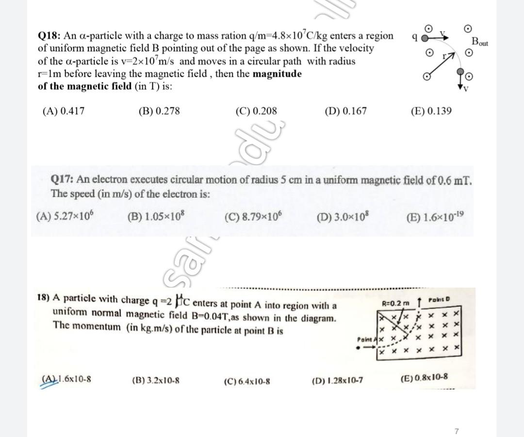 Solved 9 Q18: An a-particle with a charge to mass ration | Chegg.com