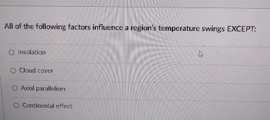 Solved All of the following factors influence a region's | Chegg.com