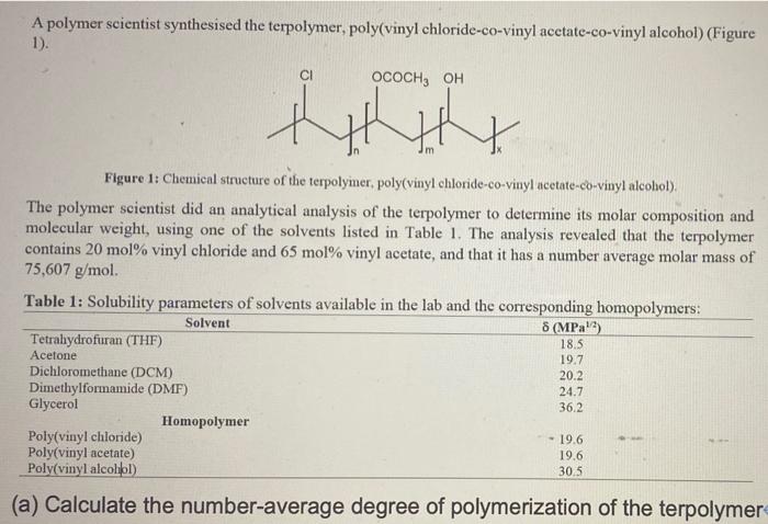 Solved A polymer scientist synthesised the terpolymer, | Chegg.com
