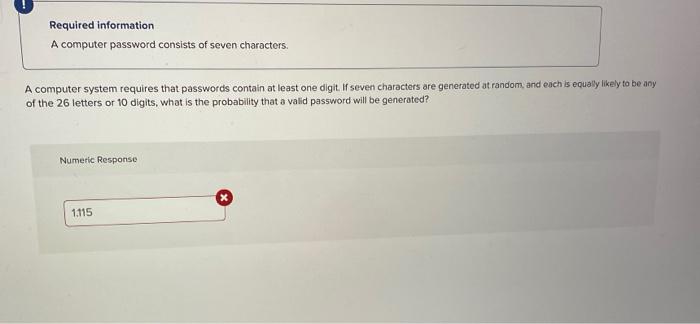 Solved Required information A computer password consists of | Chegg.com