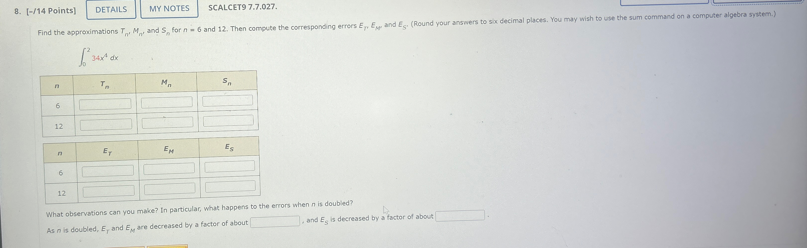 Solved [-/14 ﻿Points]DETAILSMY | Chegg.com