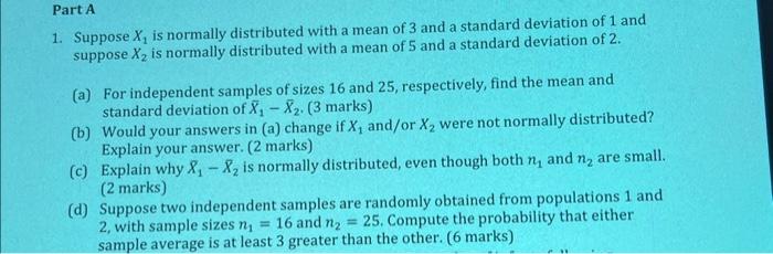 1. Suppose X1 is normally distributed with a mean of | Chegg.com